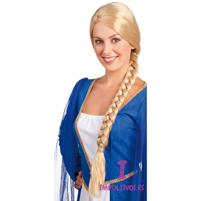 Peluca rubia con trenza larga por 14,50