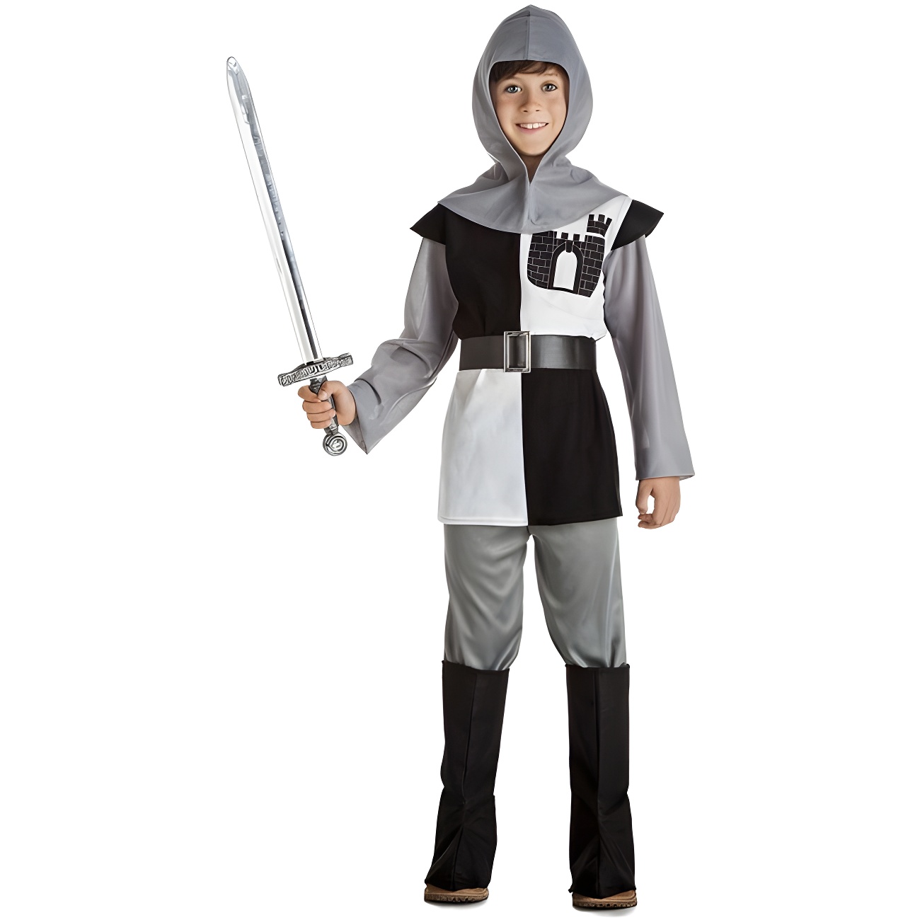Disfraz de guerrero medieval blanco y negro para niño por 16,00